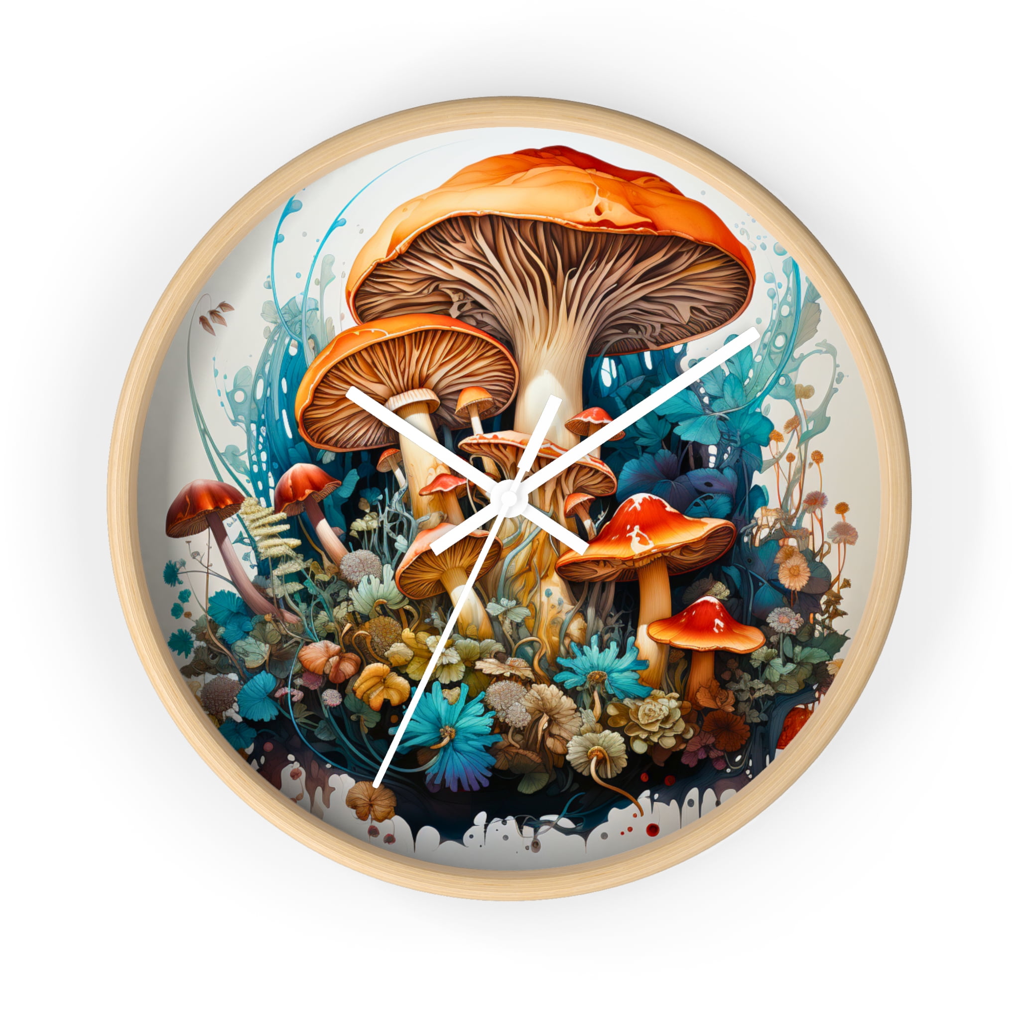 Kitchen Mushroom Wall Clock, Fungi Watercolor Design, Mushroom Art ...