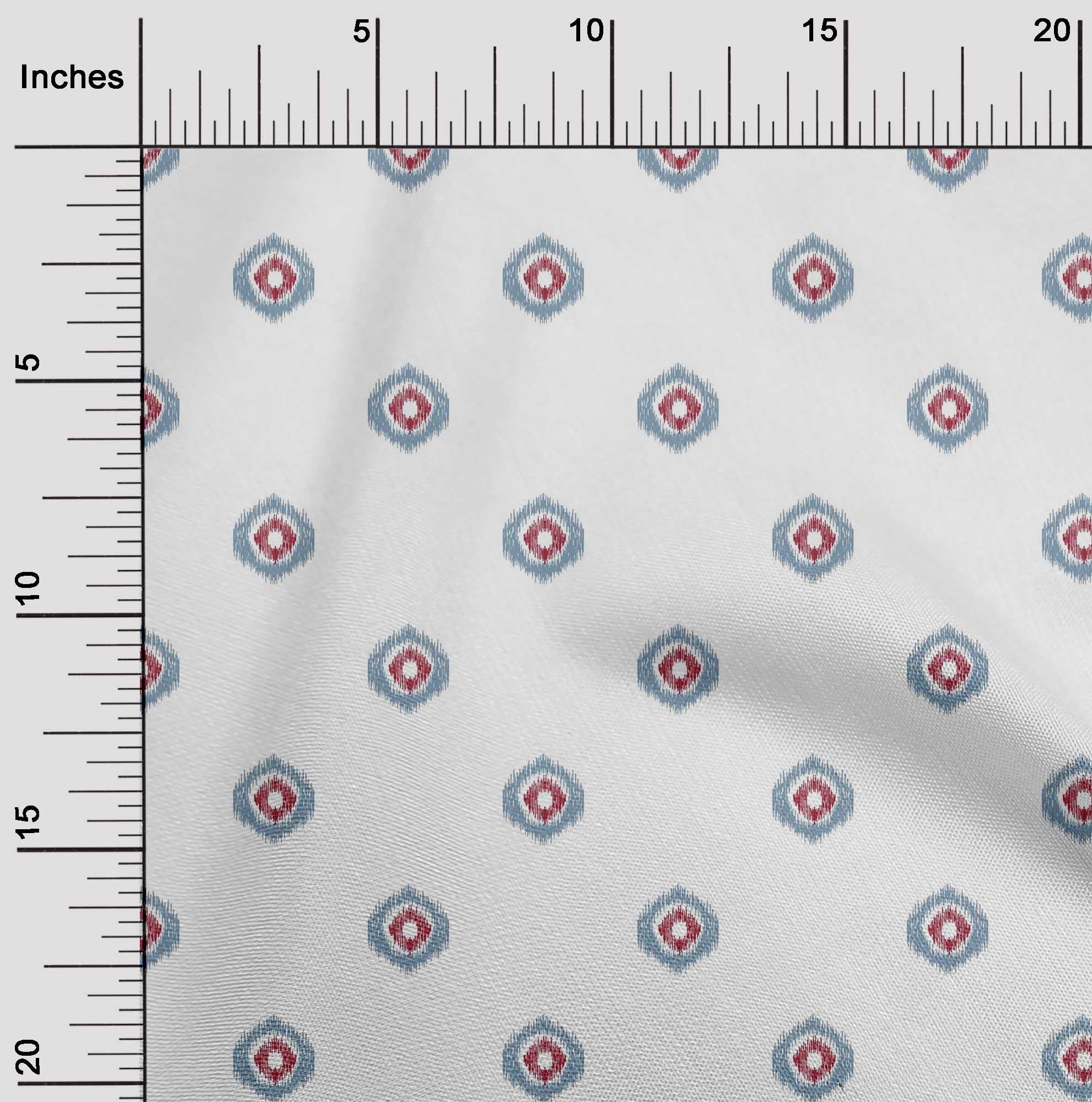 oneOone Organic Cotton Poplin Twill Fabric Circle Ikat Print Fabric By ...