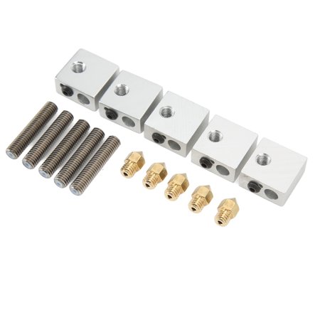 Loewten 15 Pcs 3D Printer Hotend Kit Stainless Steel Tube Brass Nozzle Heating Block 3D Printer ...