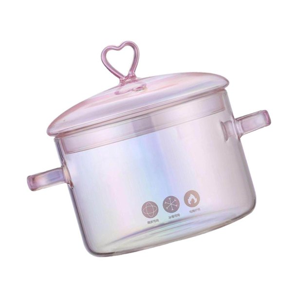 Heat Resistant Glass Stovetop Pot Mini Size Pan with Lid Cookware Soup ...