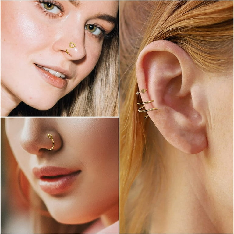 20G Surgical Steel Nose Studs Hypoallergenic Nostril Nose Piercings Jewelry for Women Men