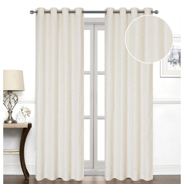 IH Casa Decor Jacquard Panel W 8 Grom Bowties Ivory 96" - Set of 2 ...