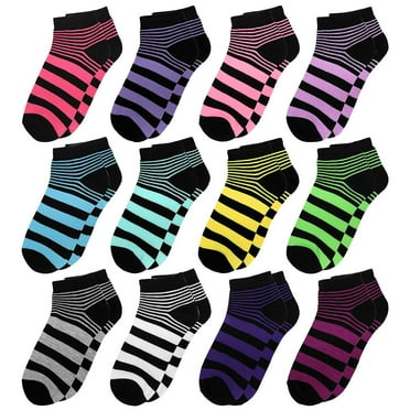 12-Pack Assorted Colors Women's Novelty Ankle Socks Size 9-11 Cat ...