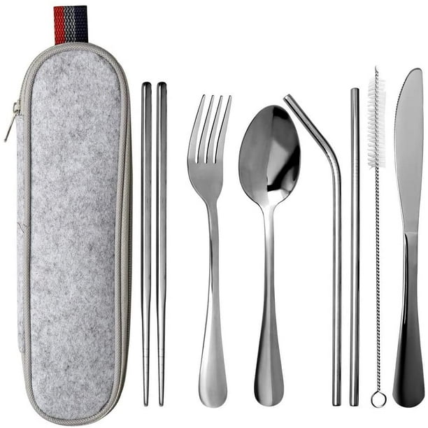 Cutlery Set,Portable Stainless Steel Utensils Reusable Travel Camping ...