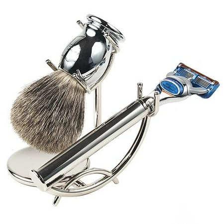 Pure Badger Brush & Deluxe Stand - Parker 3 Piece Shave Set with ...