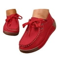 AUDeals Women’s Round Toe Wedge Loafers Work Shoes Non Slip Suede ...