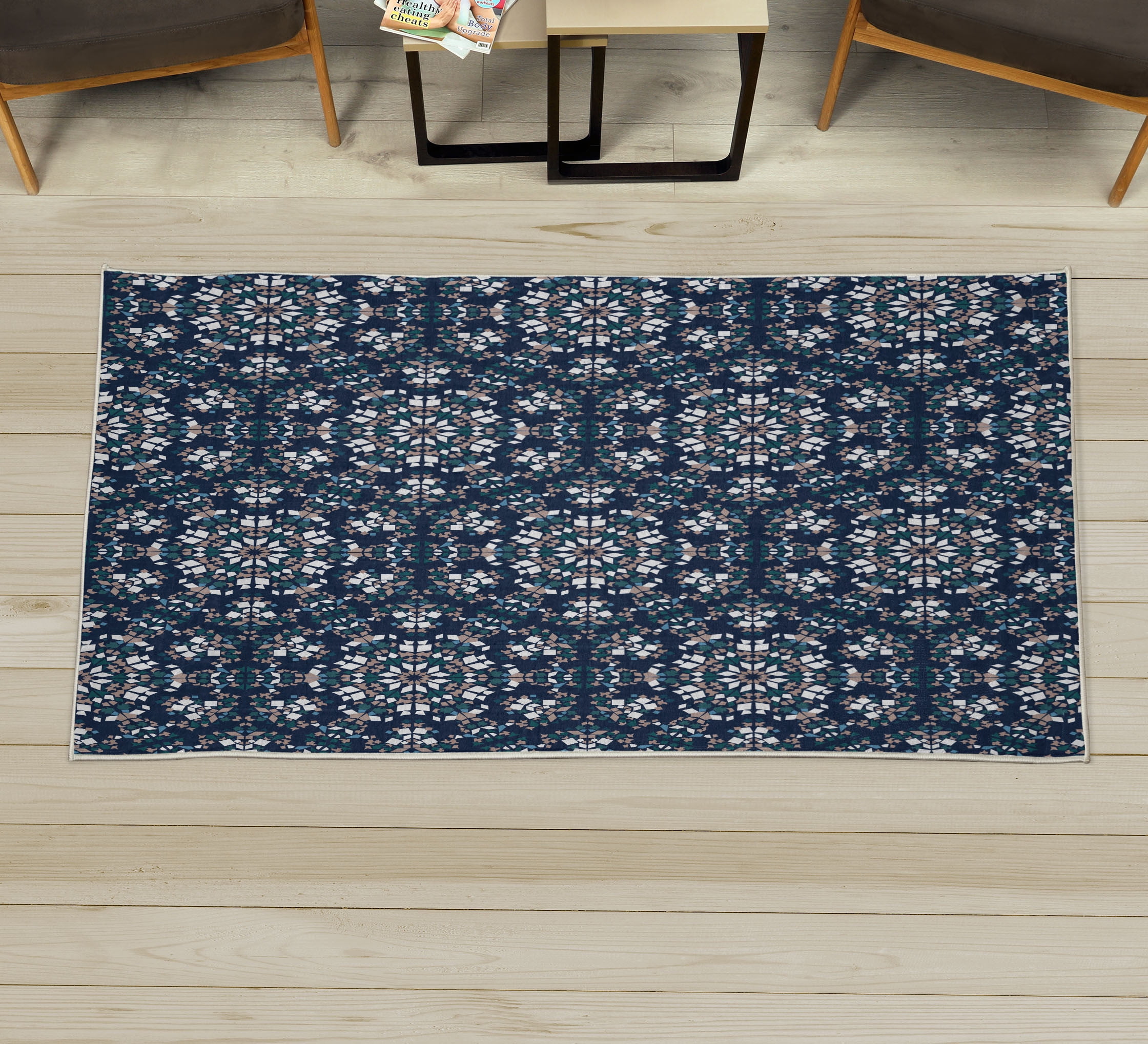 Mosaic Decorative Rug, Antique Roman Time Inspired Rock Design with ...