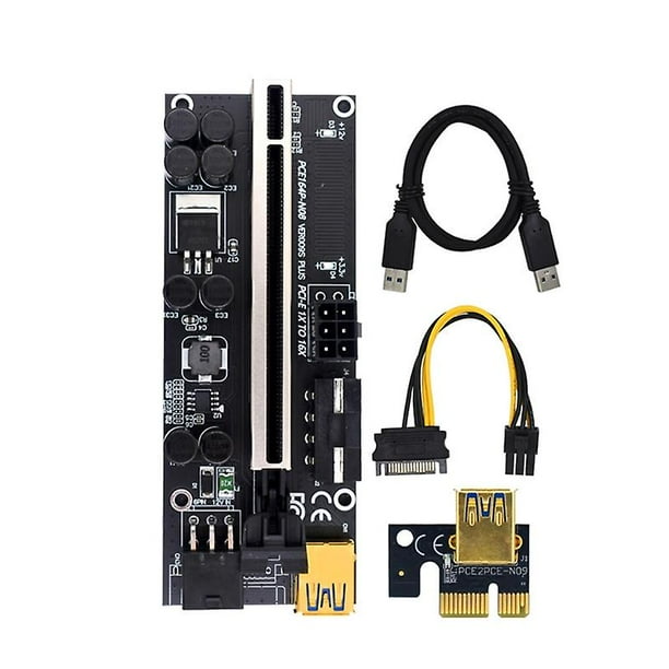 Pci-e Riser Board 1x a 16x Gpu extensor Riser tarjeta USB 3,0 Gpu adaptador 6pin,11 Feliz ...