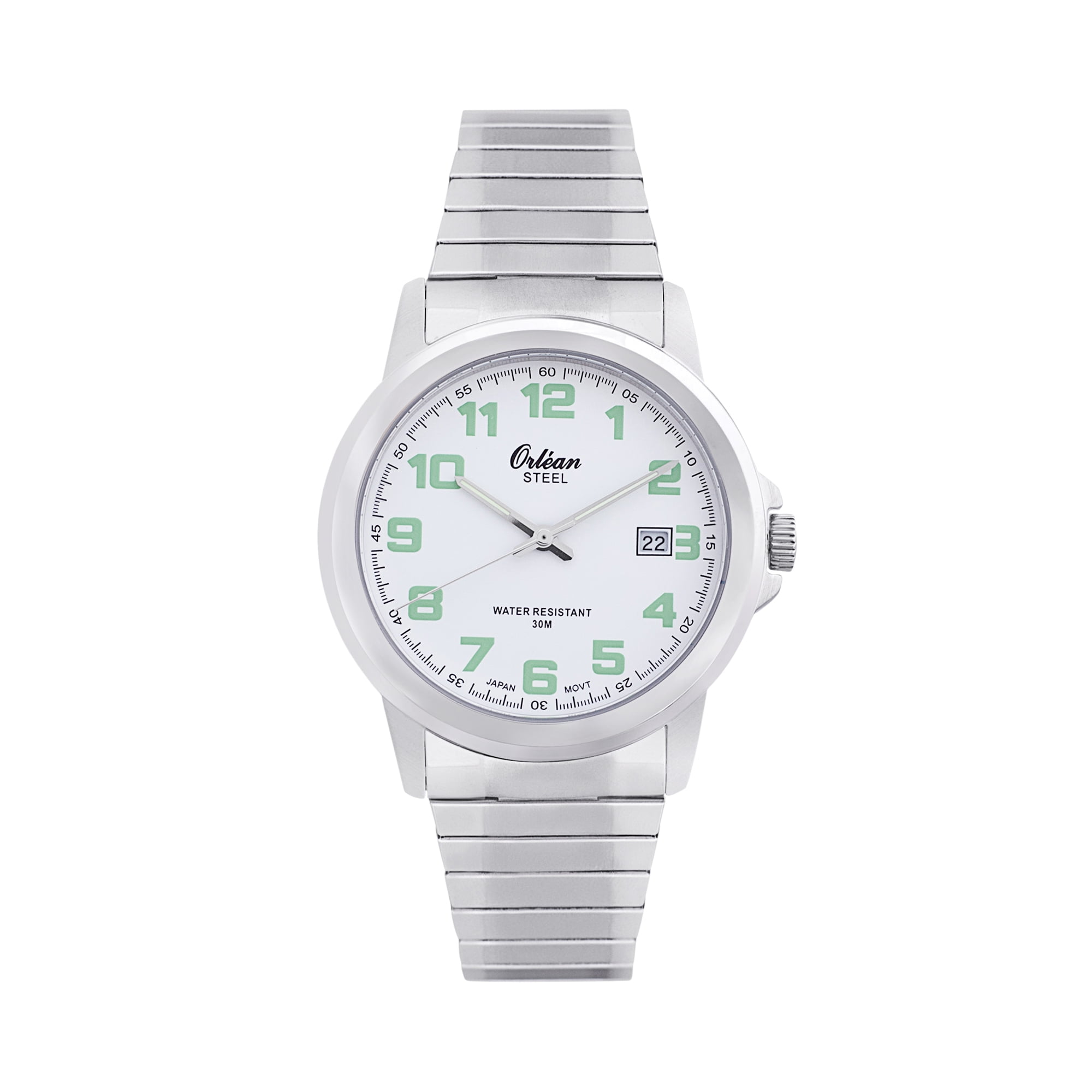 Orlean Mens Stretch Watch, Big Glow in the Dark Numbers - Easy to Read ...