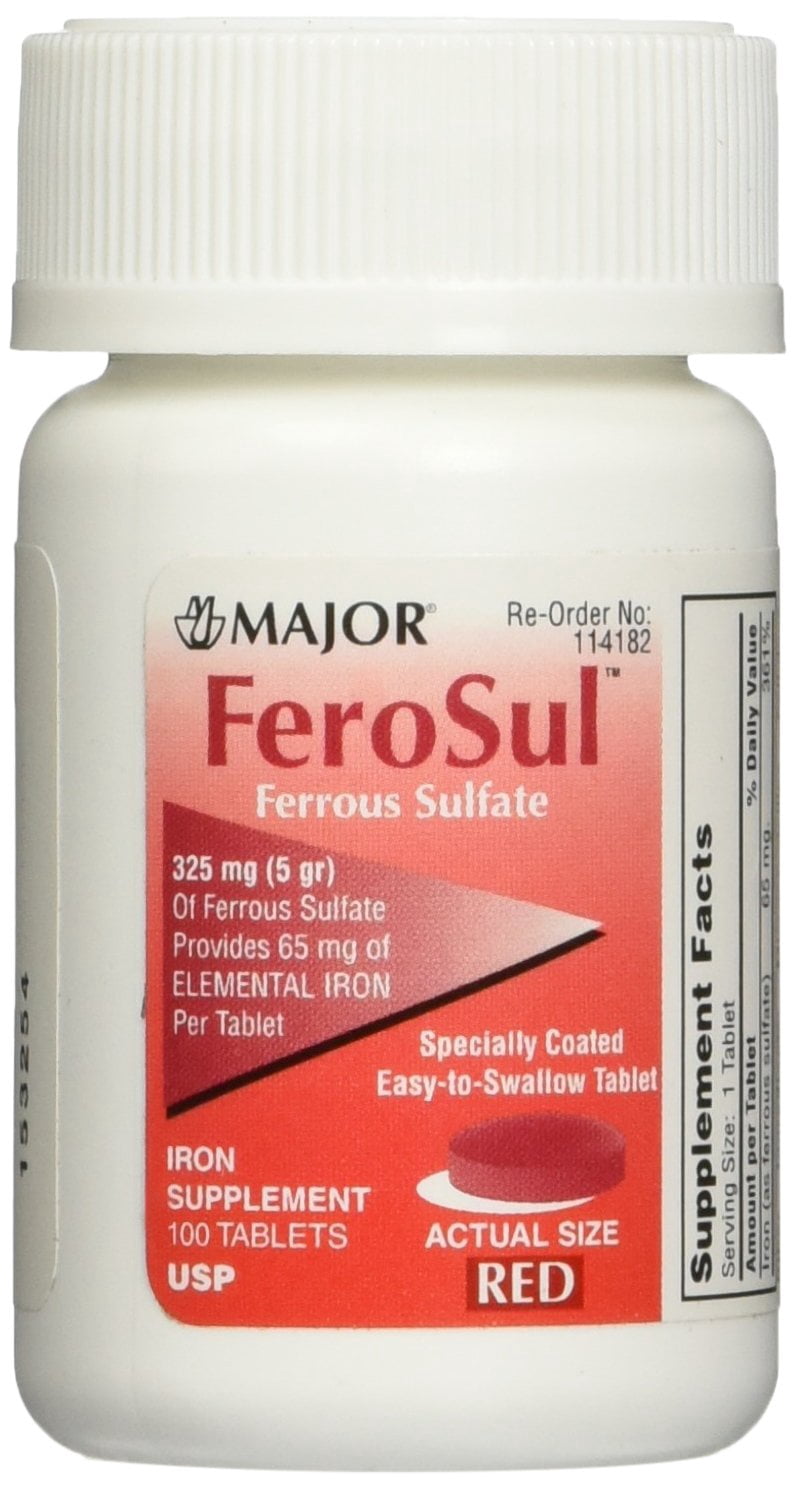 Major FeroSul Tablets, 325 mg, Red, 100 Count - Walmart.com