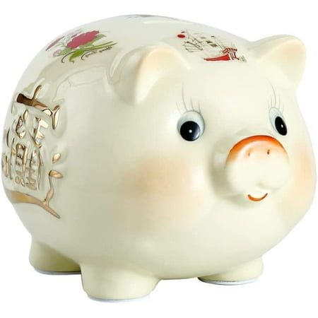 Surrme Cartoon Cute Pig Piggy Bank for Girls Ceramic Kid’s Money Bank ...