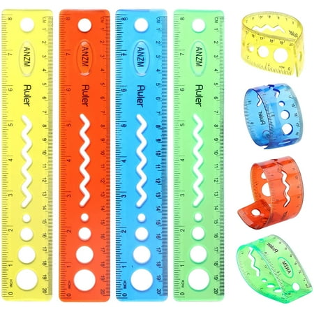 20CM/8inch Rulers Unbreakable Rainbow Dual Scale Bendable Flexible ...