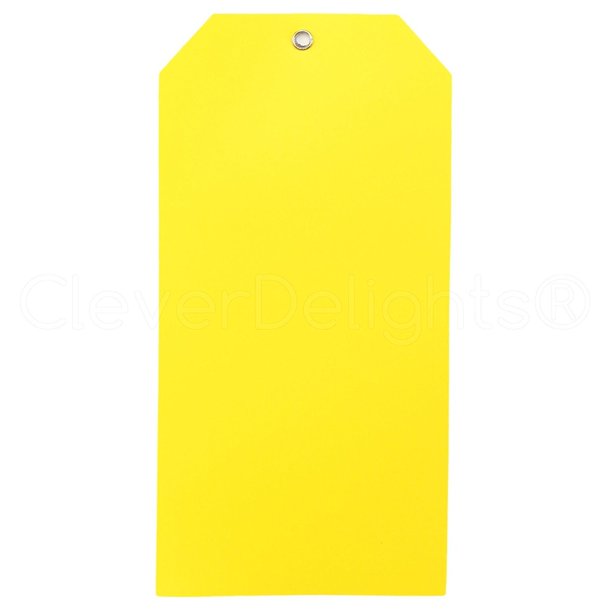 25 Pack - CleverDelights Large Yellow Plastic Tags - 6.25" x 3.125 ...