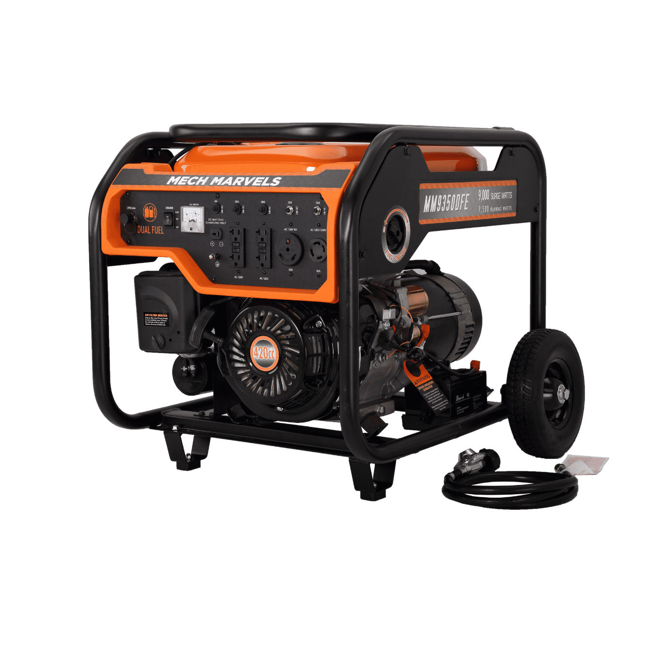 Mech Marvels 9000 Watt Dual Fuel Portable Power Generator, Electric ...