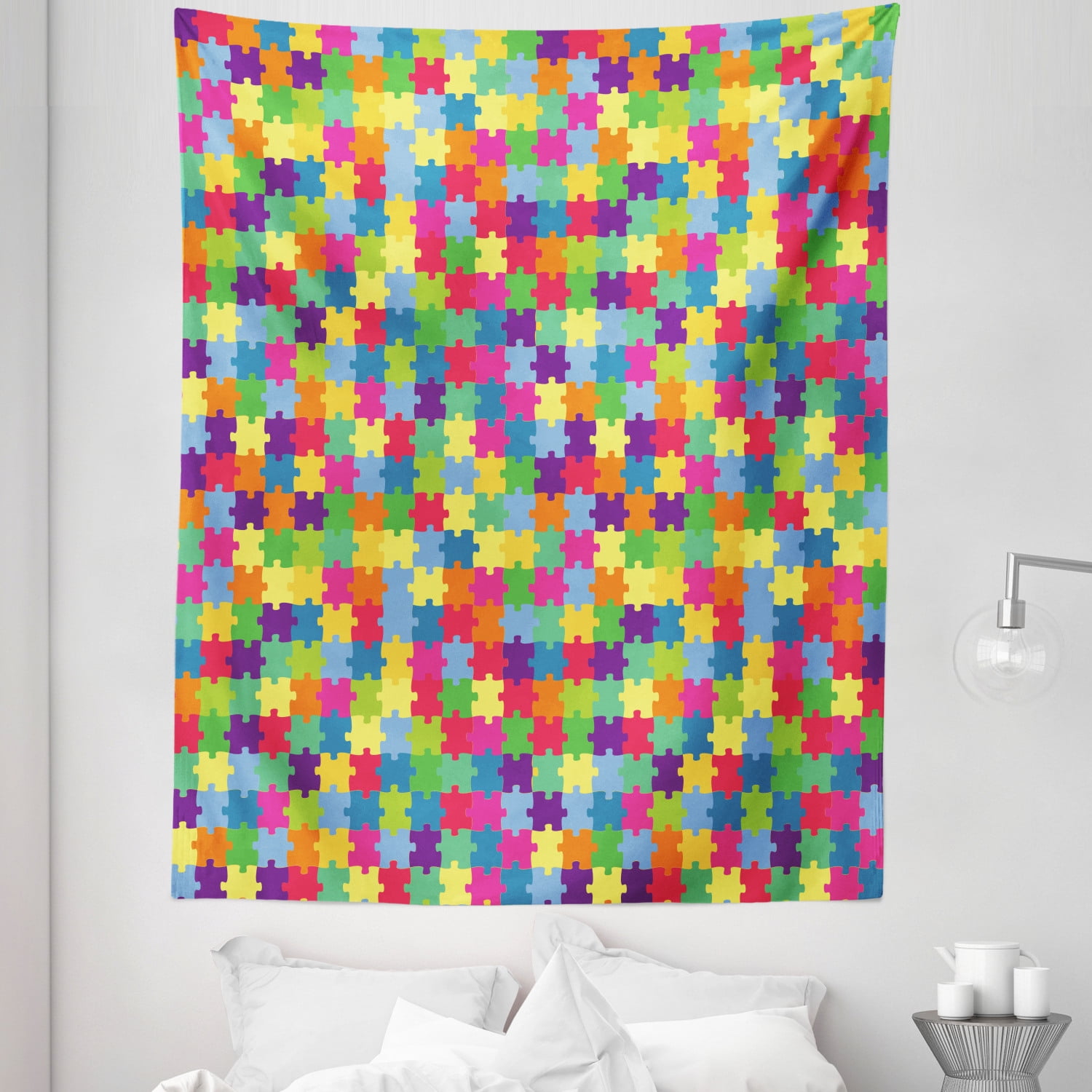 Colorful Tapestry, Geometric Design Patchwork of Puzzle Pieces Pattern ...
