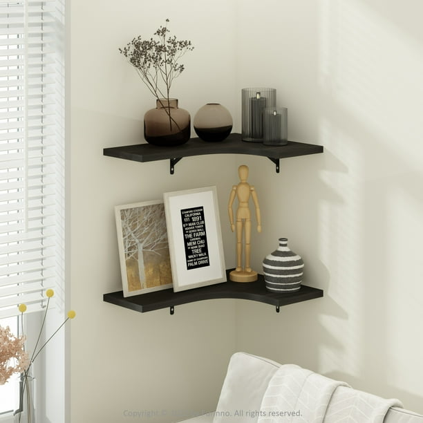 Furinno Rossi Wall Mounted Corner L-Shape Floating Display Shelves ...