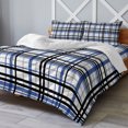 4 Piece Duvet Cover Set Full, Tartan Black Blue Farmhouse Vintage Plaid ...