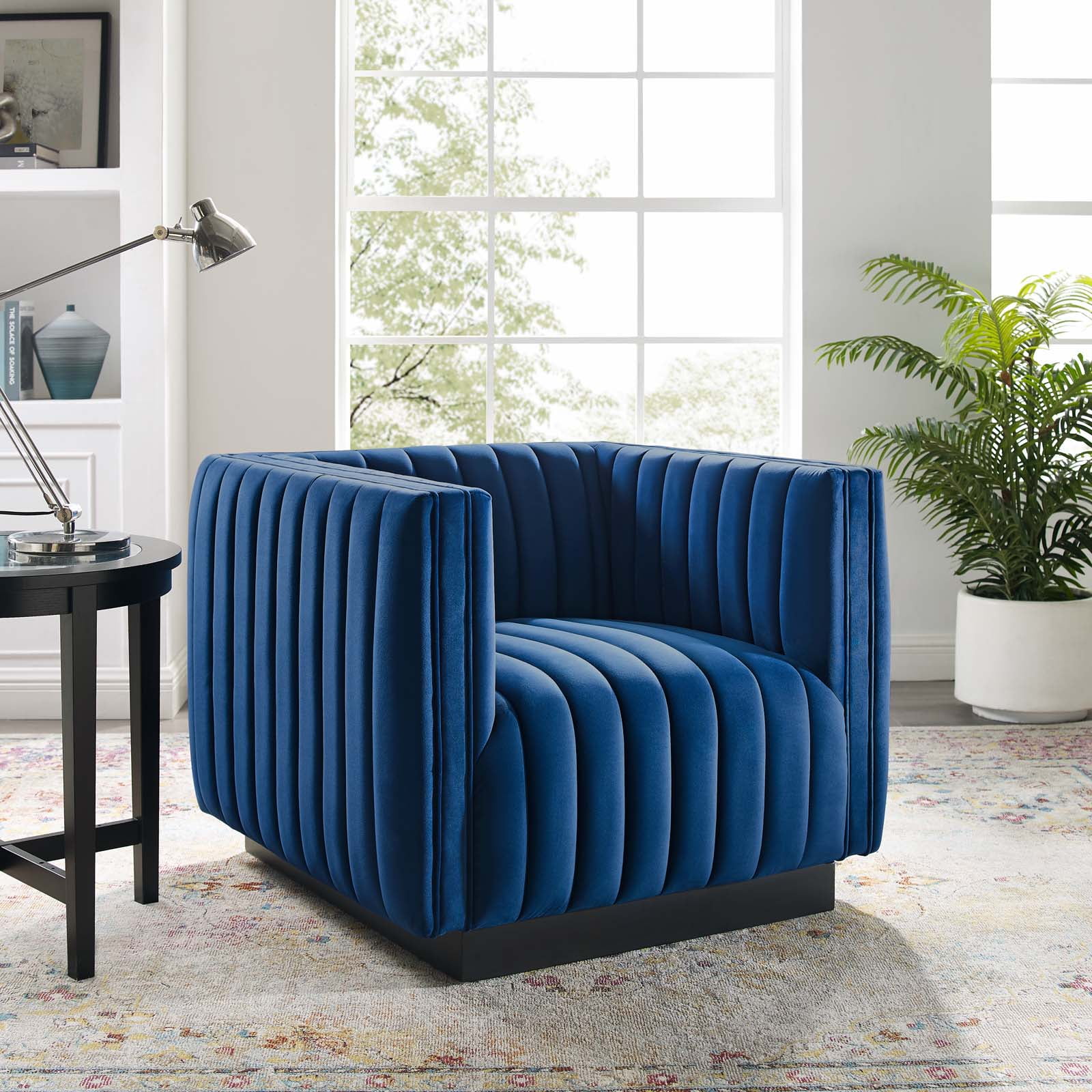 Modway Conjure Channel Tufted Performance Velvet Accent Armchair in ...