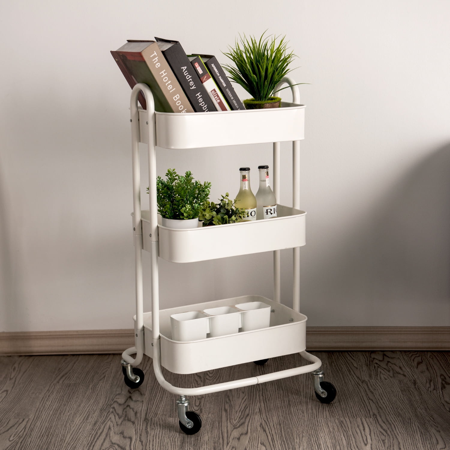 3-Tier Trolley Cart Metal Mesh Storage Organizer Utility Cart For ...