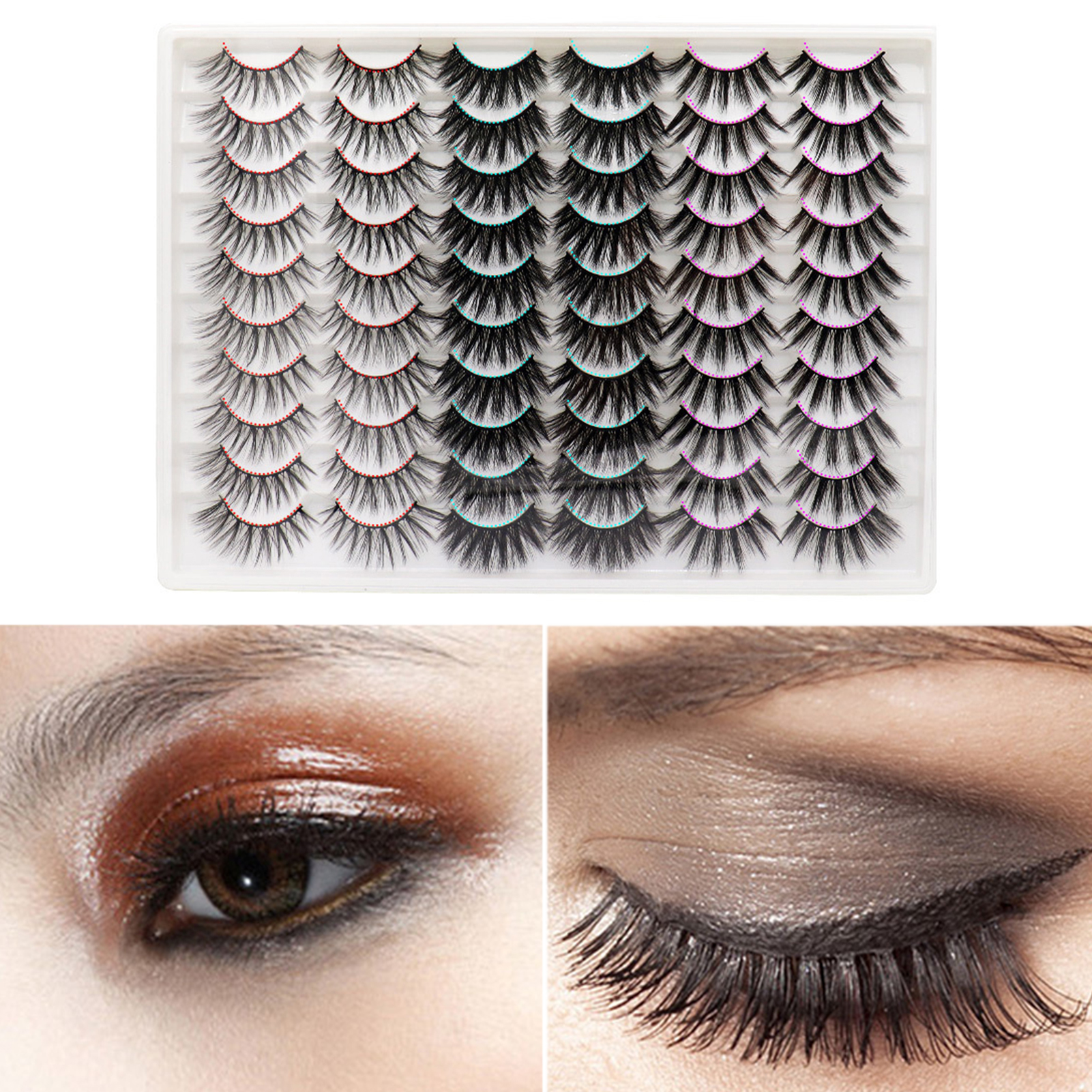 Hesroicy 30 Pairs False Eyelashes Kit Handmade Dramatic Makeup Kit ...