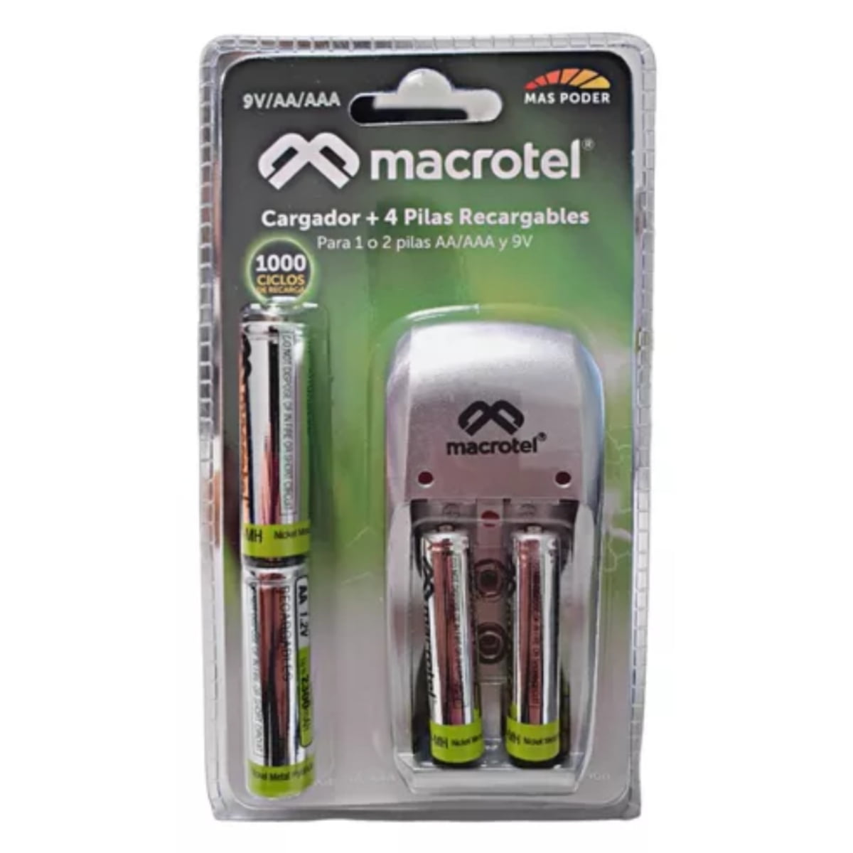 Cargador De Pila Macrotel Con 2 Pilas Aaa Y 2 Aa | Knasta Chile