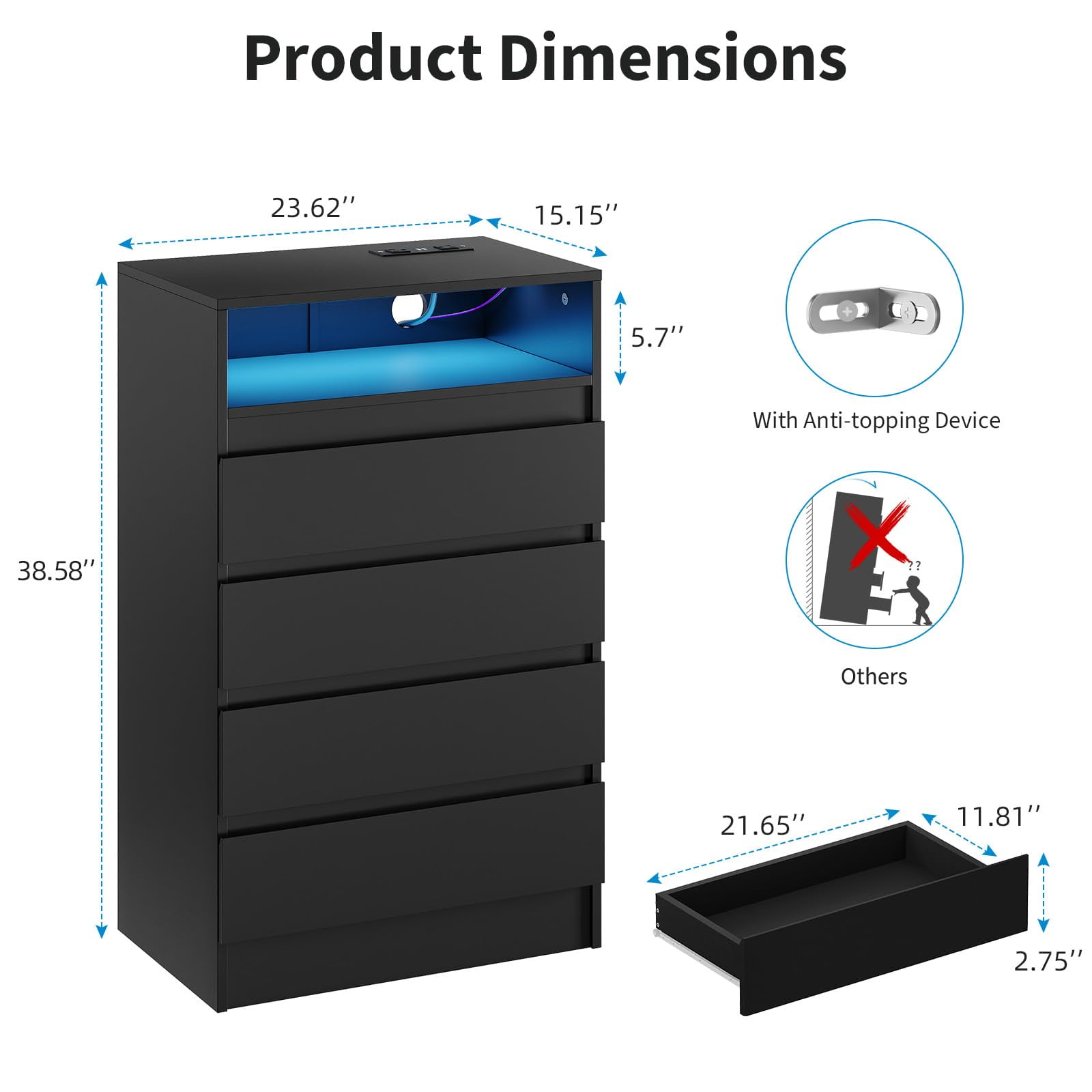 Click here for Akdsteel 4-Drawer Dresser With Charging Station An... prices