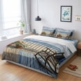 Beach Balcony Blue Ocean Sailing Boat California King Size Bed Set ...
