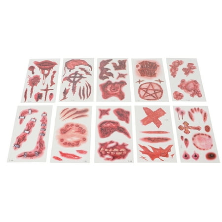 Scar Face Stickers Set, Horror Fake Bloody Wound Safe Scar Tattoos ...