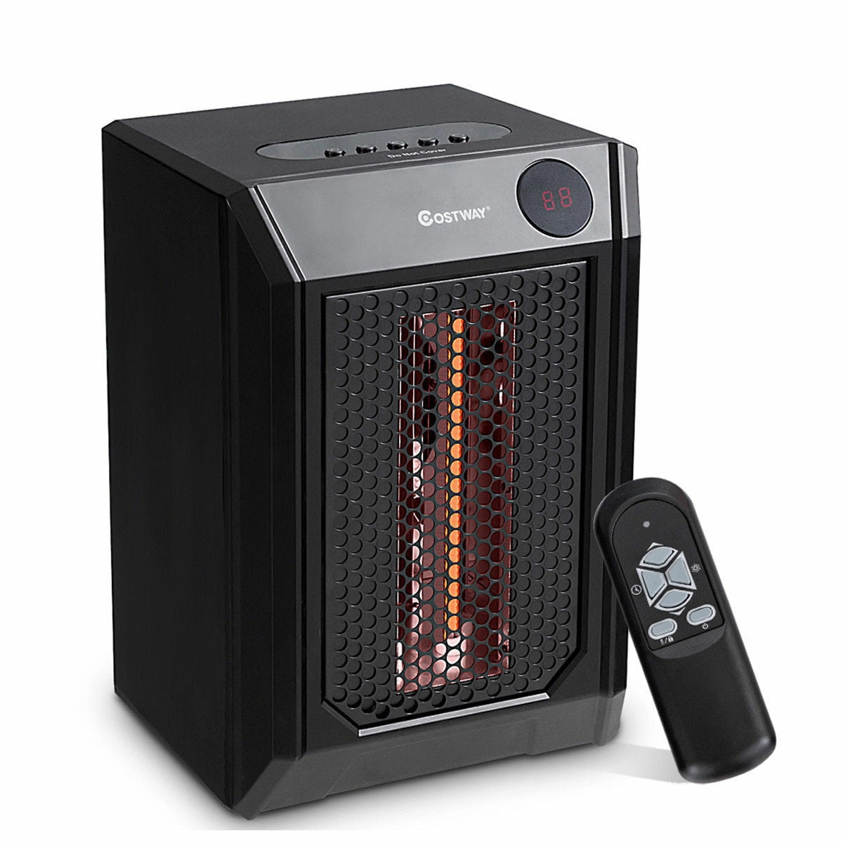 Costway 1500W Portable Electric Space Heater with 2H Timer LED Remote ...