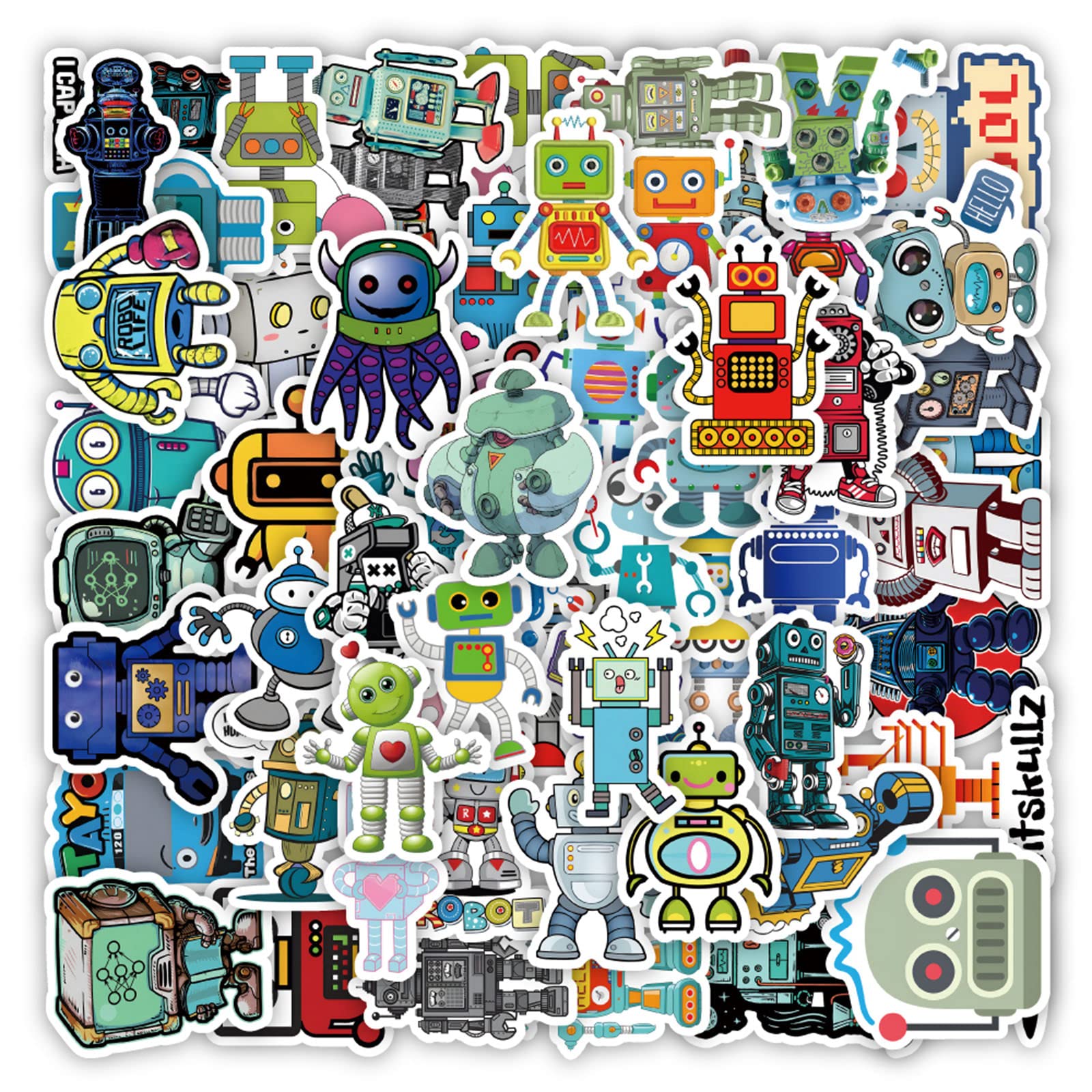 Science Stickers for Boys Kids Teens Adults Robot Stickers Bulk 50Pcs ...
