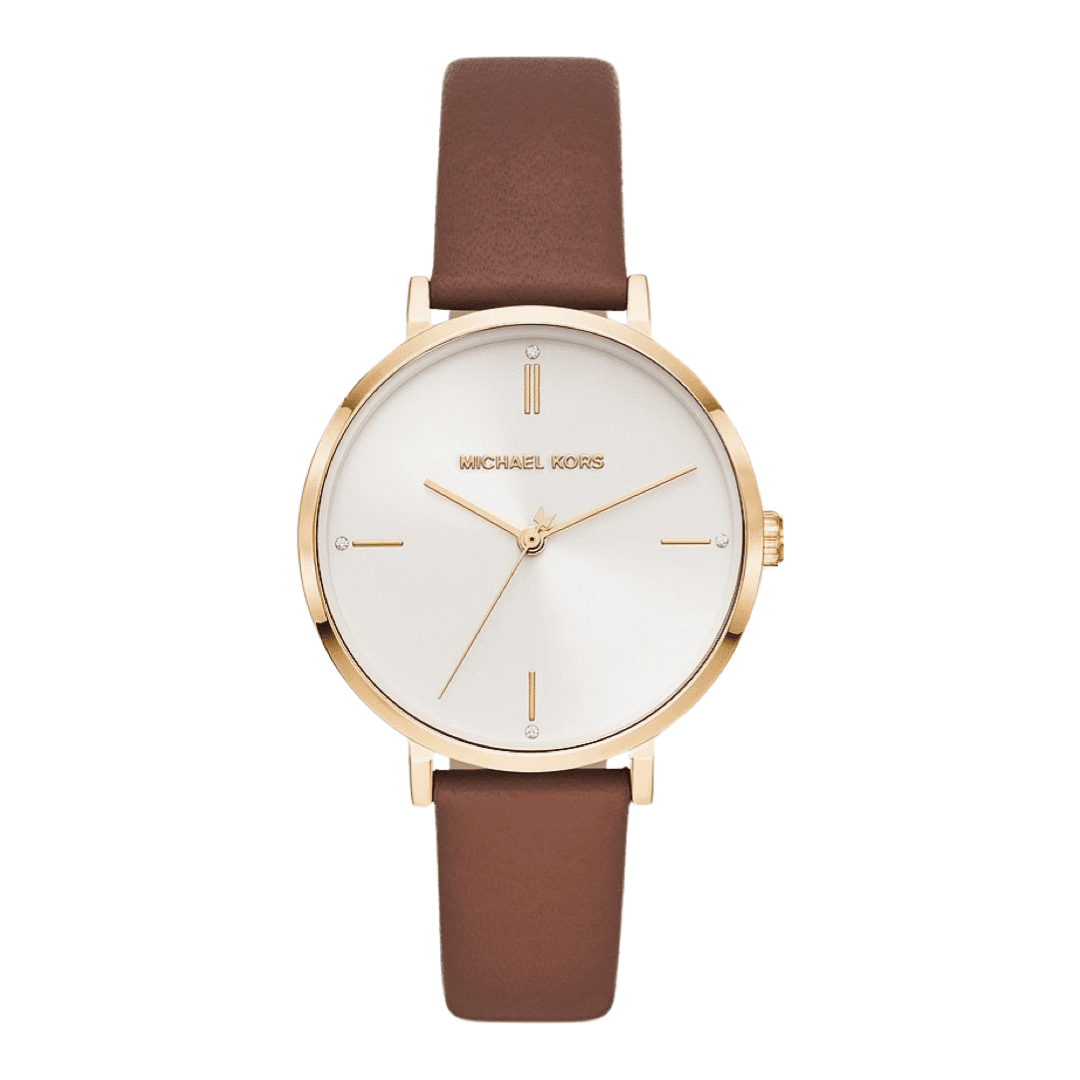 Click here for Michael Kors Three-Hand Brown Leather Womens Watch prices