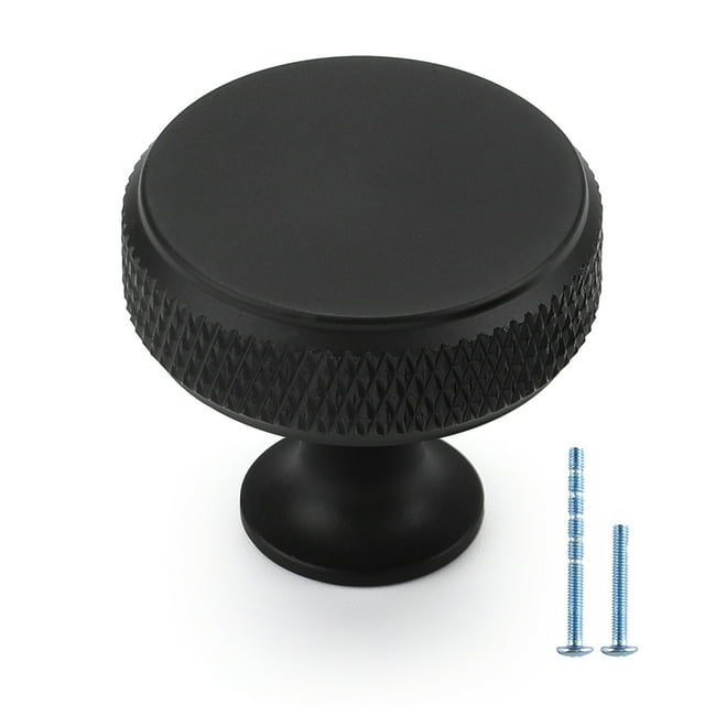 Goldenwarm 15 Pack Matte Black Kitchen Cabinet Knobs Round Decorative Black Cabinet Door Knobs ...