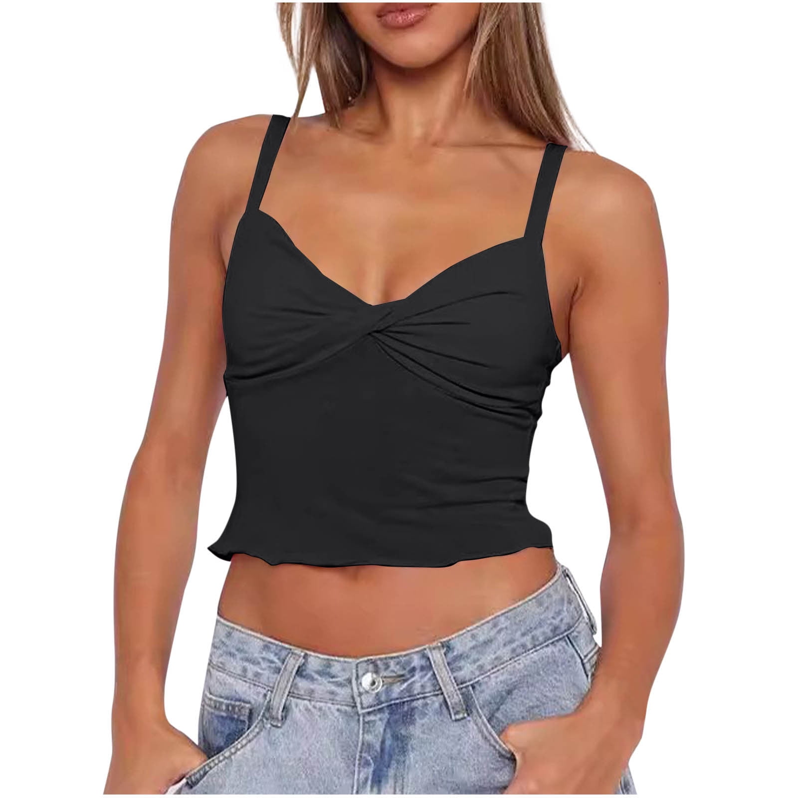 Click here for Qulqfy Crop Womens Tops Sleeveless Fashion Black G... prices