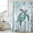 Coastal Sea Turtle Bathroom Shower Curtains with 12 Hooks Polyester ...