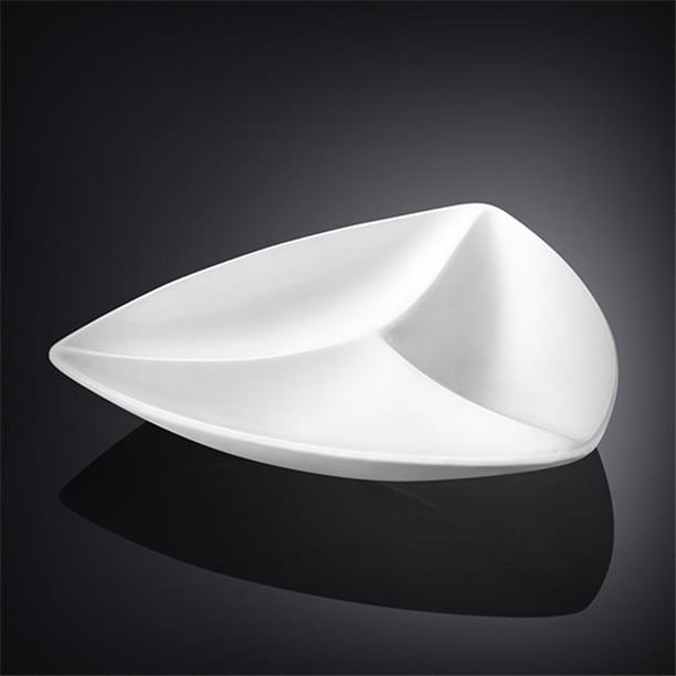 Wilmax 992584 8 in. Divided Triangular Dish, White - Pack of 36 ...