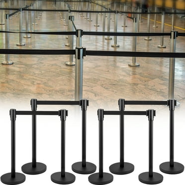 Costway 6Pcs Stanchion Posts Queue Pole Retractable 3 Velvet Ropes with ...