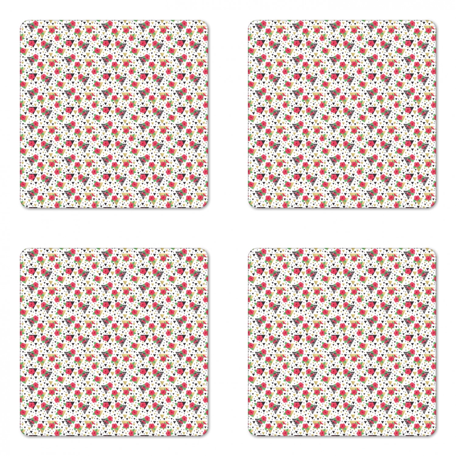 Aloha Coaster Set of 4, Modern and Colorful Hawaiian Illustration of ...