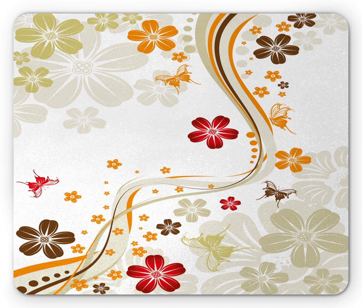 Floral Mouse Pad, Swirling Florets Fragrance Botanical Beauty with Wavy ...