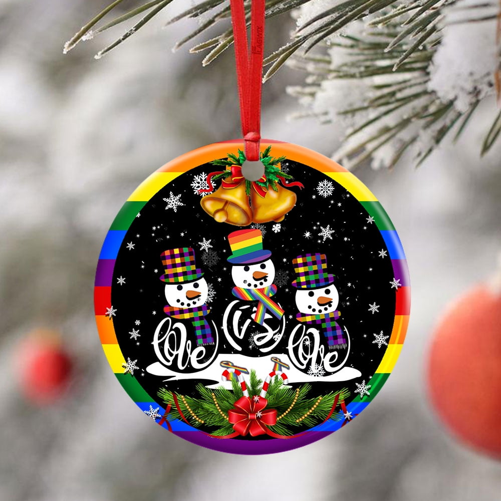 Flagwix Ceramic Christmas Tree Ornaments| Snowman LGBT Love Is Love ...