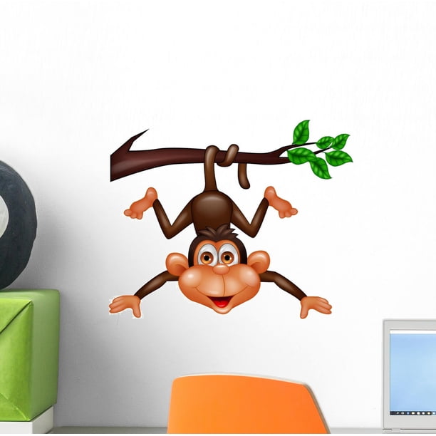 Funny Monkey Hanging Tree Wall Decal Sticker by Wallmonkeys Vinyl Peel ...