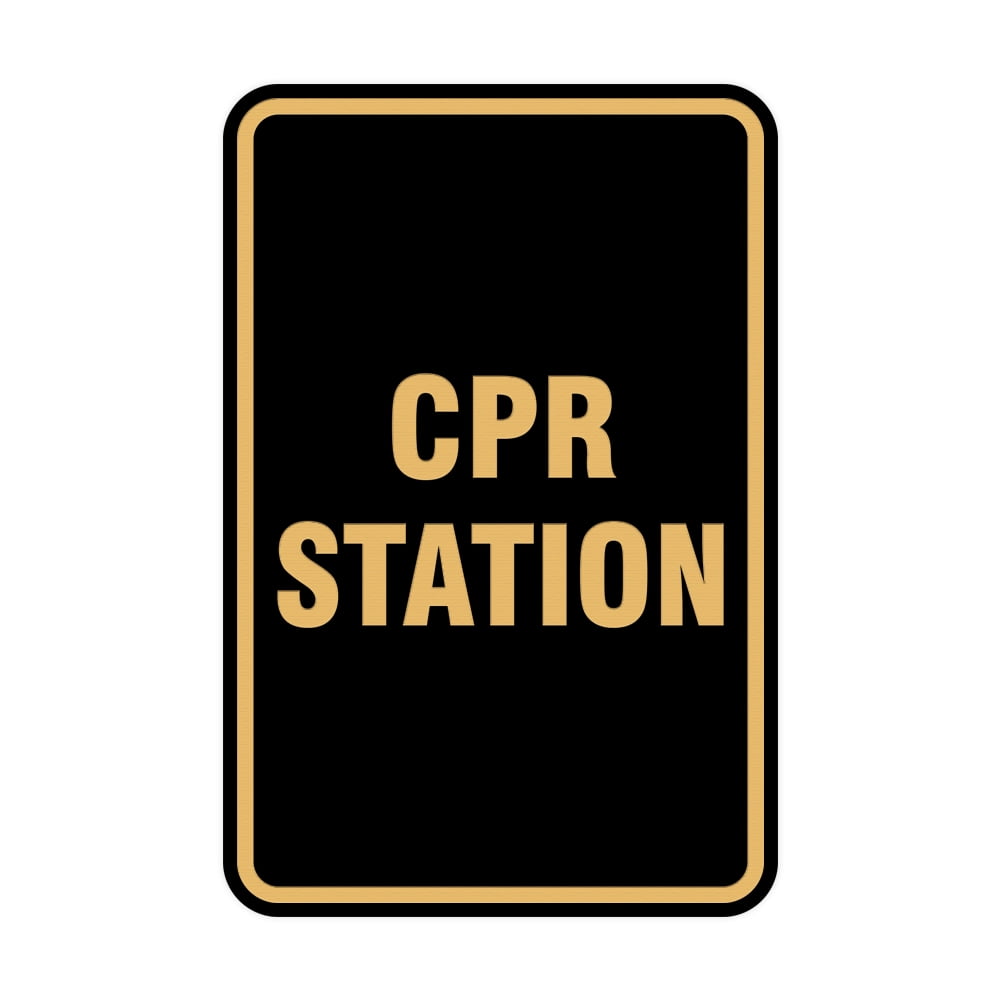 Portrait Round Cpr Station Sign (Black Gold) - Large 6" x 8" - Walmart.com