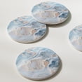 6 Piece Blue Abstract Marble Coaster Set with Holder, Quick Absorb ...