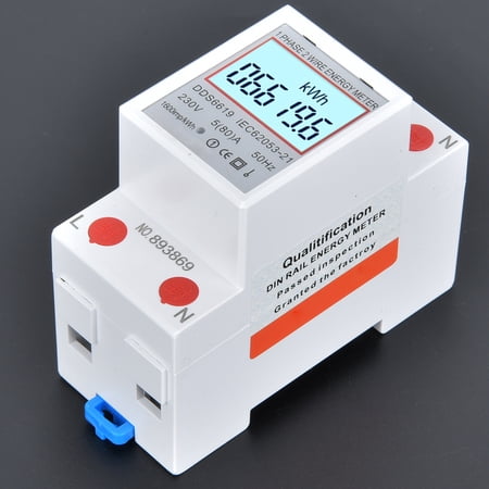 DIN Rail Energy Meter, Backlight Display Easy Reading 230V 50Hz ...