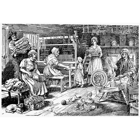 Colonial Cloth Makers. /Ncarding, Spinning, And Weaving Woolen Cloth In ...
