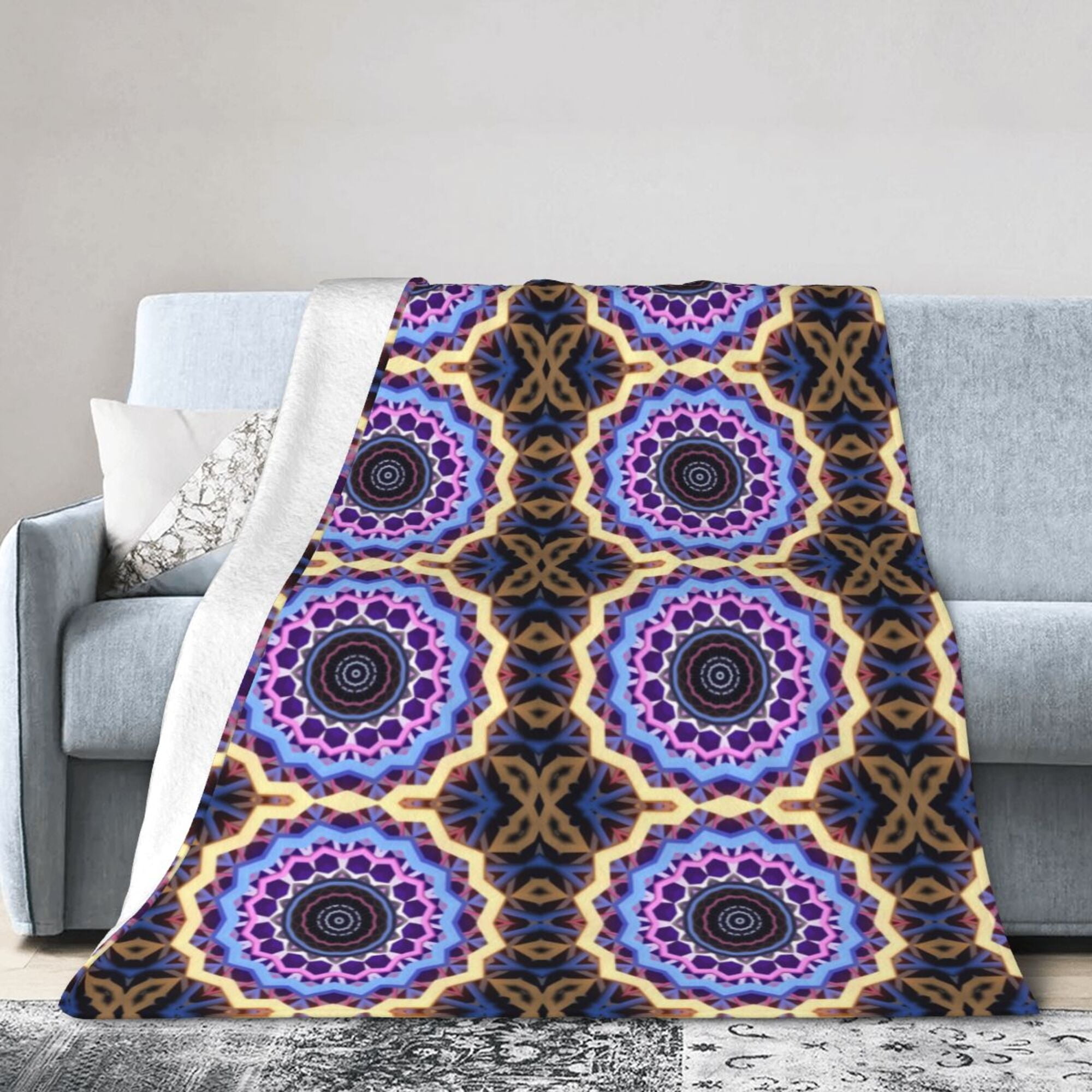 Mandala Flower Throw Blanket, Fluffy Soft Cozy Blanket Flannel Plush ...