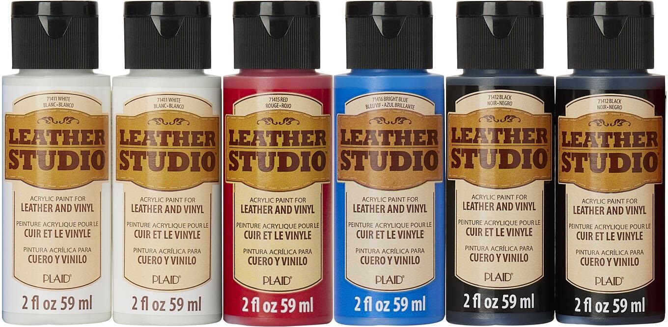 Leather Studio Leather and Vinyl Acrylic Craft Paint Set, Set of 6, 2 ...