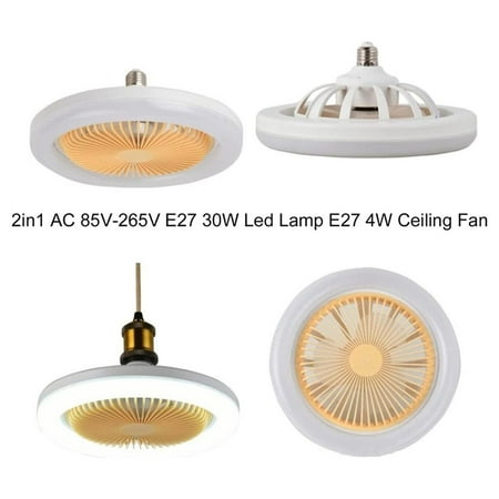 E27 Lamp Head Fan Light Ceiling Fans With Lighting 30W Dimmable Fan ...