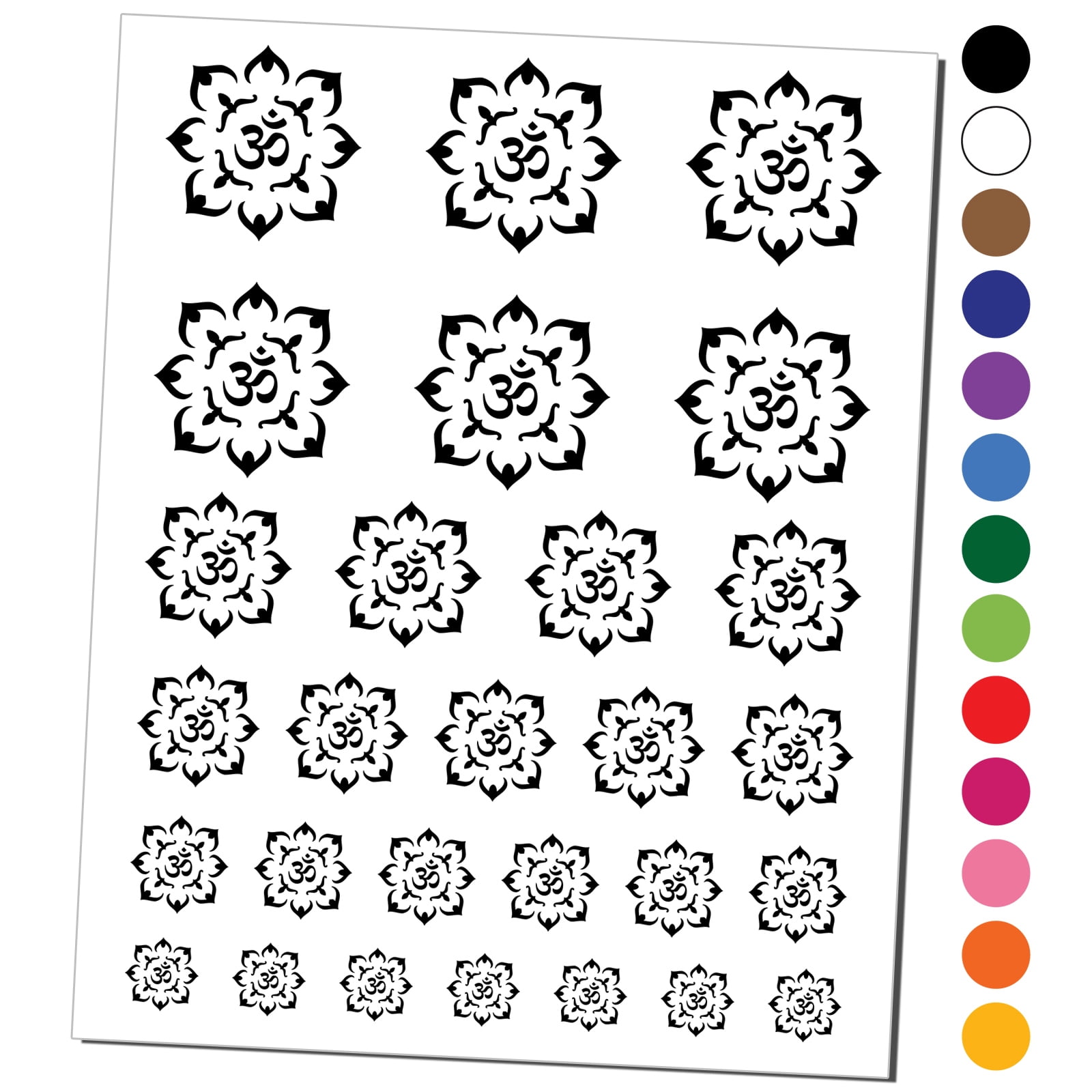 Om Aum Ohm Meditation Mandala Symbol Water Resistant Temporary Tattoo ...