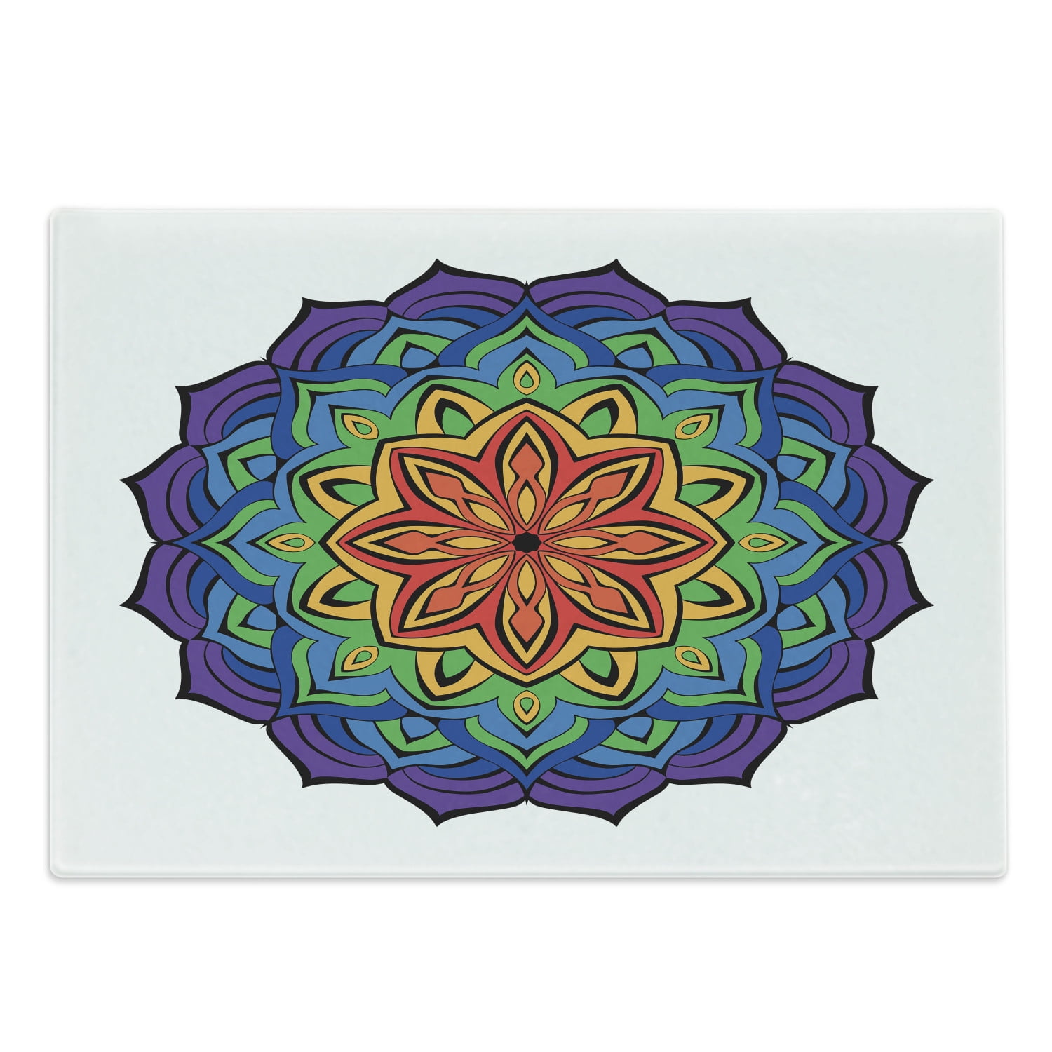 Rainbow Mandala Cutting Board, Colorful Mandala Design with Blossoming ...