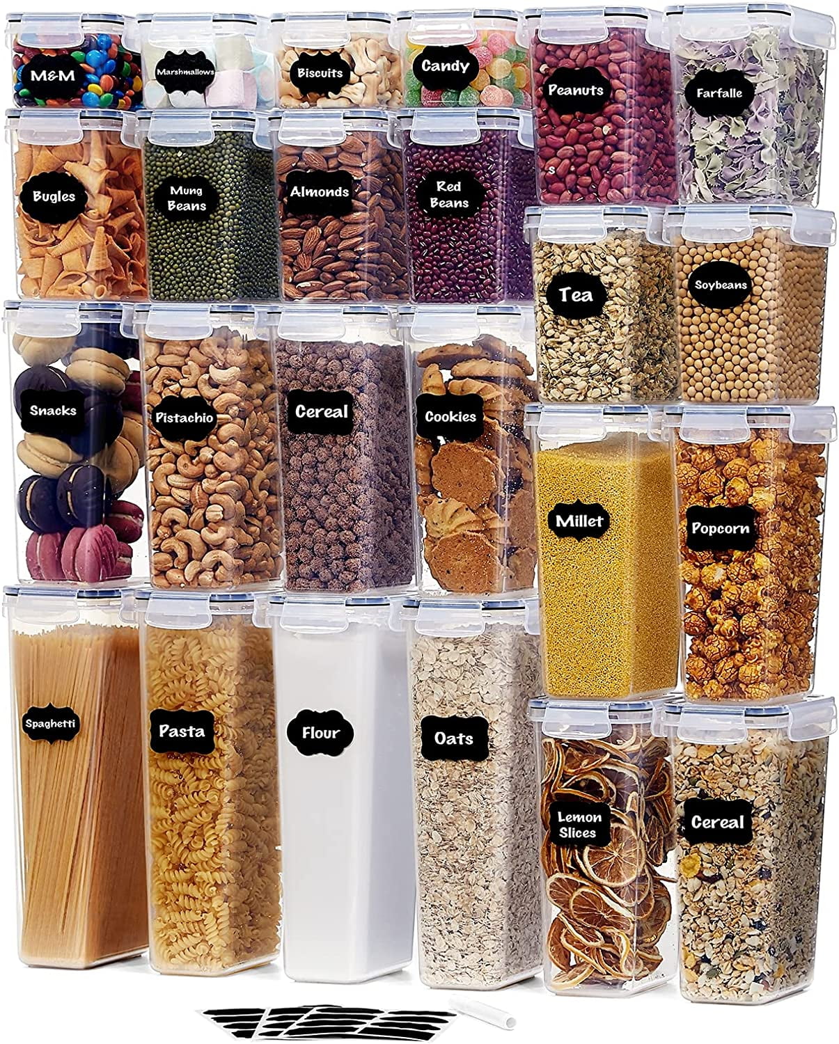 Lifewit 24pcs Airtight Food Storage Containers Set with Labels Marker ...